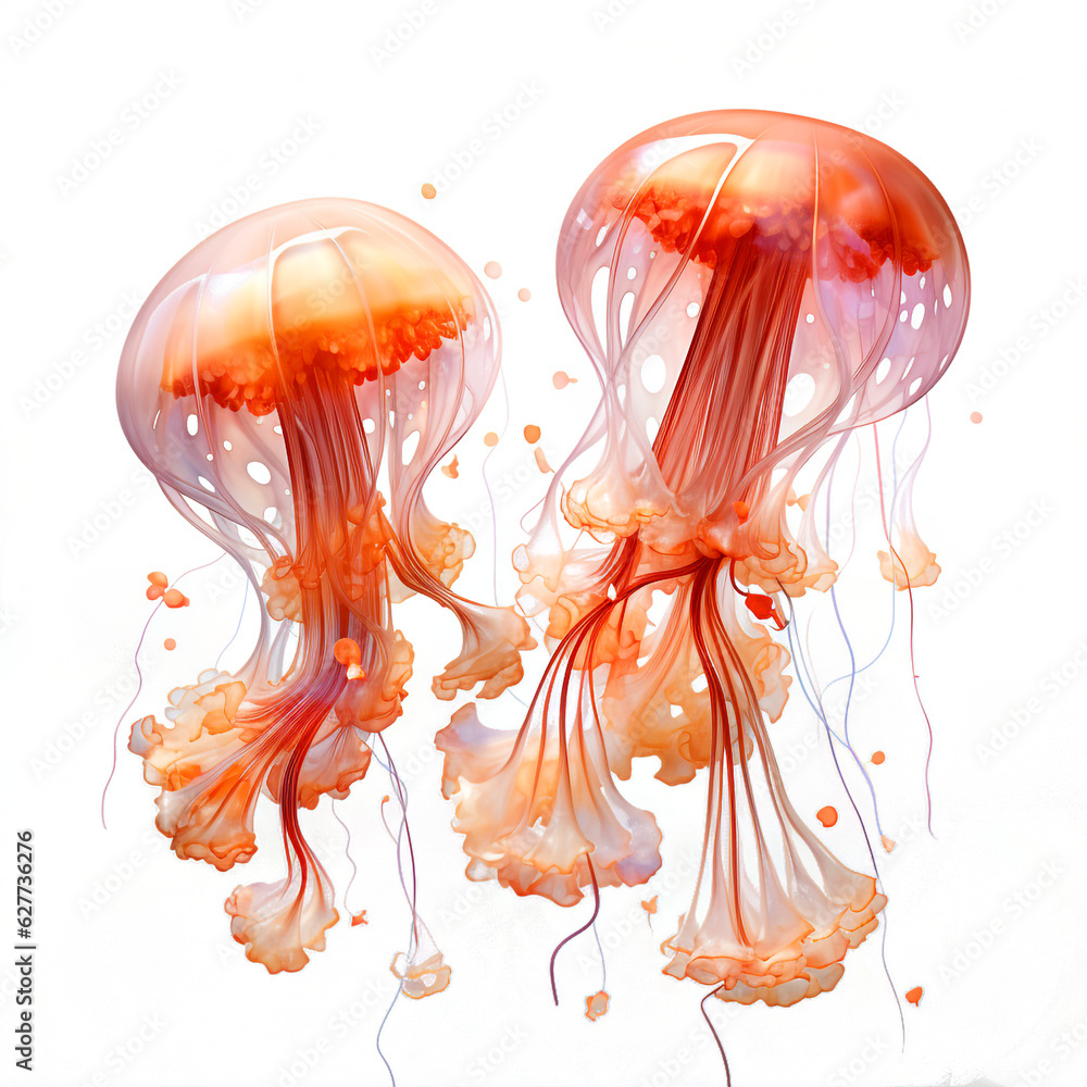 AI generated image of Fire jellyfish isolated on PNG background. Stock ...