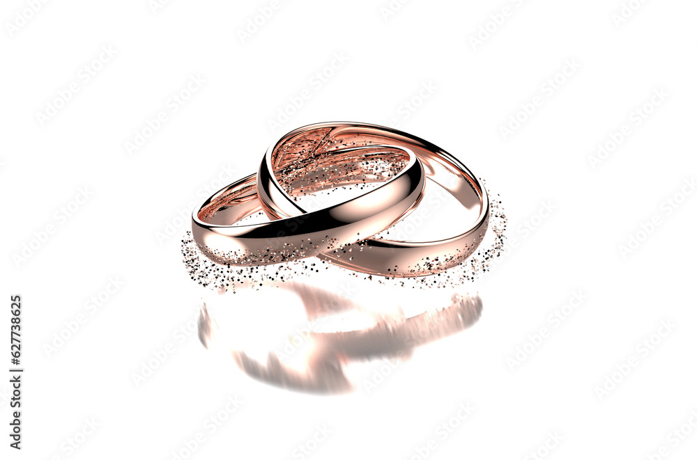 posh glossy rose gold rings interlaced interconnected with a corona of ...