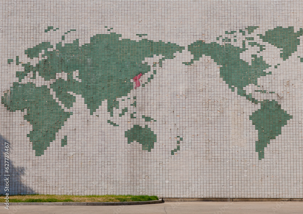 Mosaic map of the world in Songdowon international children's camp ...