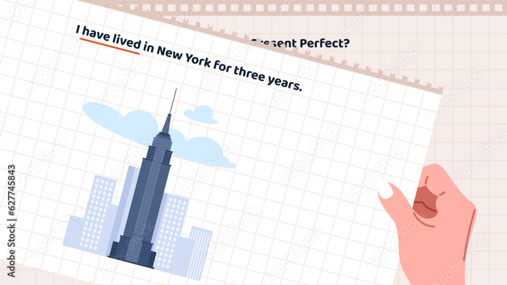 Basic English Grammar. Present perfect tense. Educational banner with ...