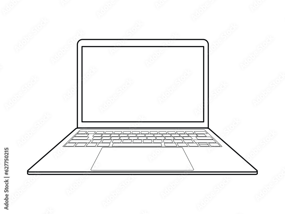Laptop front view. Vector illustration isolated on white background ...