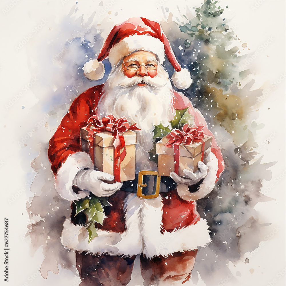 Santa Claus pointing in blank advertisement banner Generative AI ...