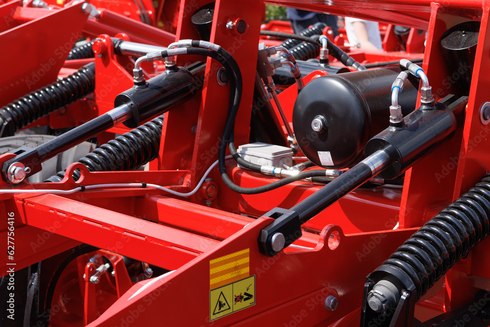 Hydraulic mechanisms of agricultural machinery and equipment. Stock ...