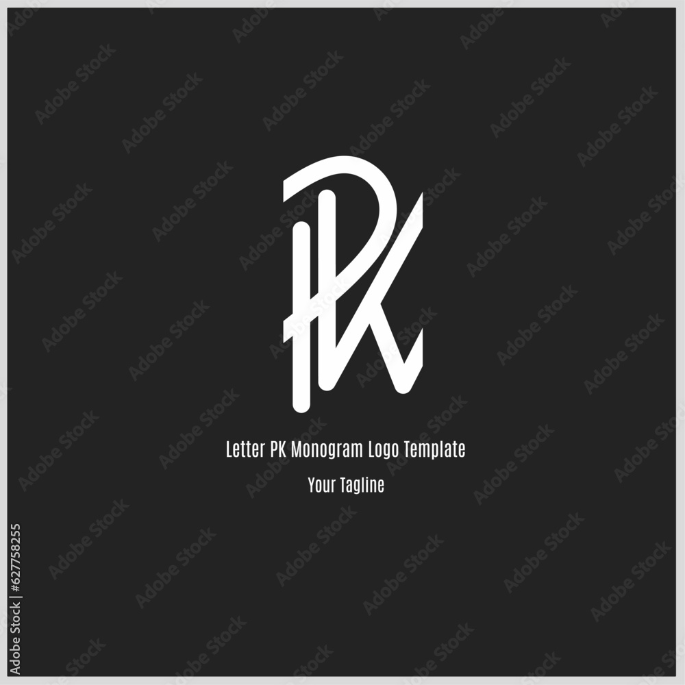 Letter PK monogram logo template. White color. Vector Illustration for ...