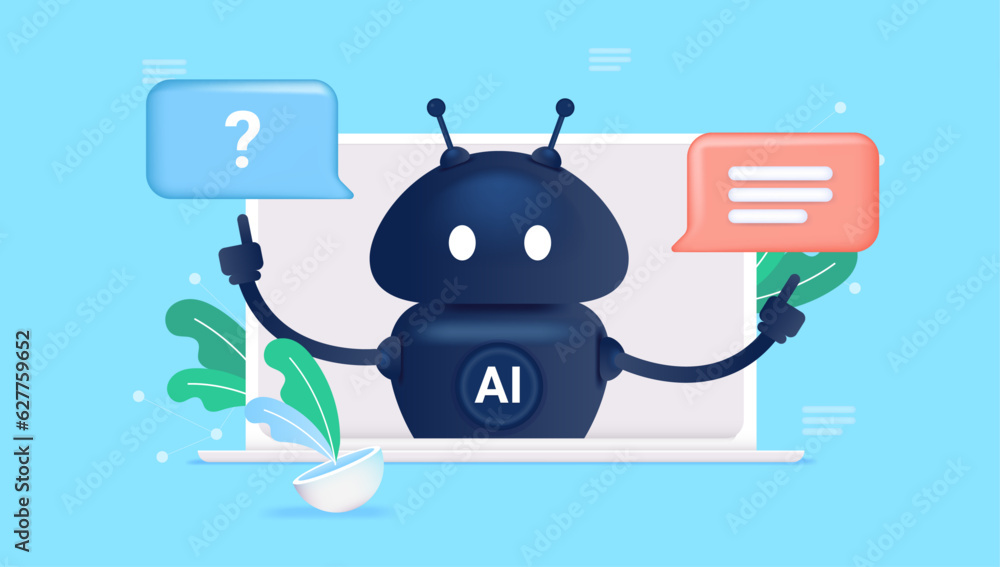 Ai chat concept - Artificial intelligence robot receiving question and ...