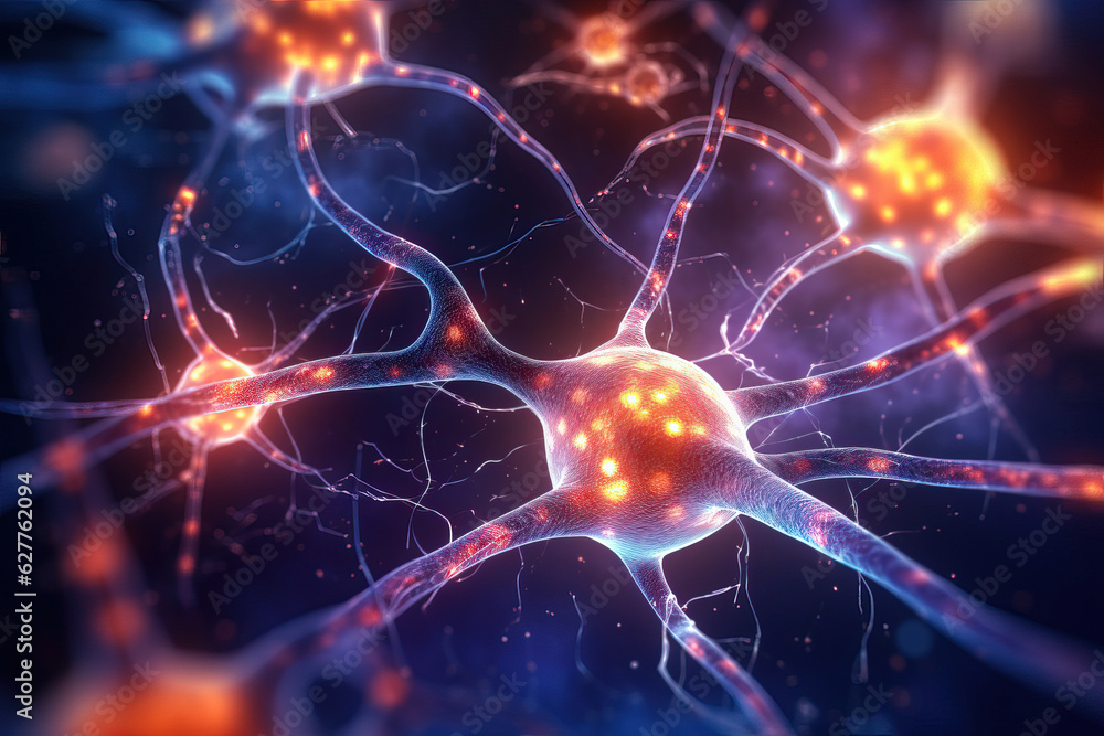 Microscopic photo of a human neuron in the brain to show the brain ...