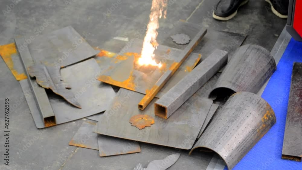 Laser cleaning of metal. Industrial removal of rust of metal surface ...