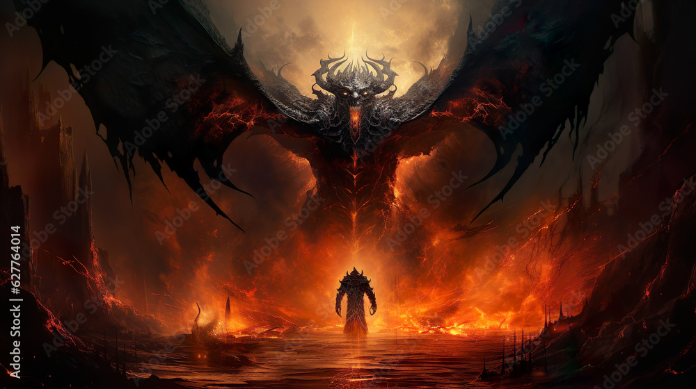 Depiction of an incredible surreal fantasy deadly dragon draconic epic ...