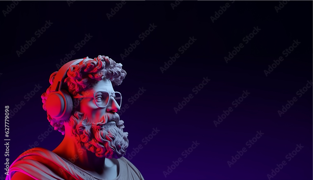 Modern Digital Renaissance Man, Greek Roman Style Statue, Futurism ...