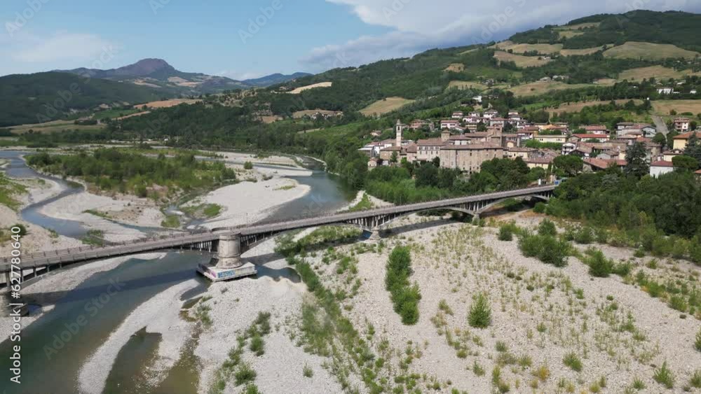 Europe, Italy , Emilia Romagna , drone aerial view of Travo village ...