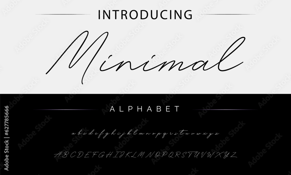Minimal Hand drawn vector alphabet. Modern monoline signature script ... Minimal Hand drawn vector alphabet. Modern monoline signature script ...