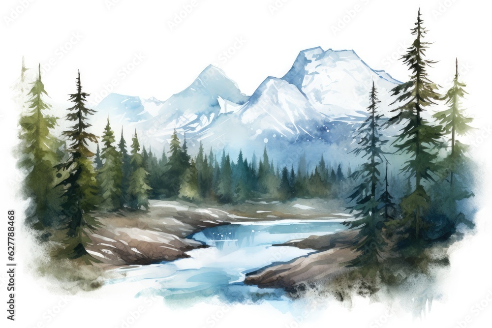 Alaska clip art watercolor illustration Stock Illustration | Adobe Stock
