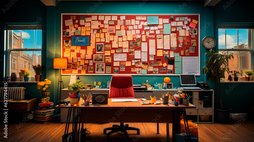 Office Bulletin Board Filled with Announcements and Memos. Generative ...