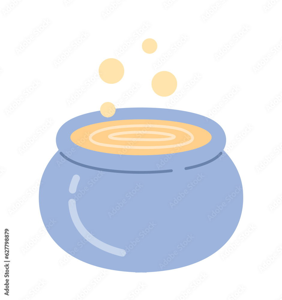 Witches pot semi flat colour vector object. Brewing soup. Cauldron ...
