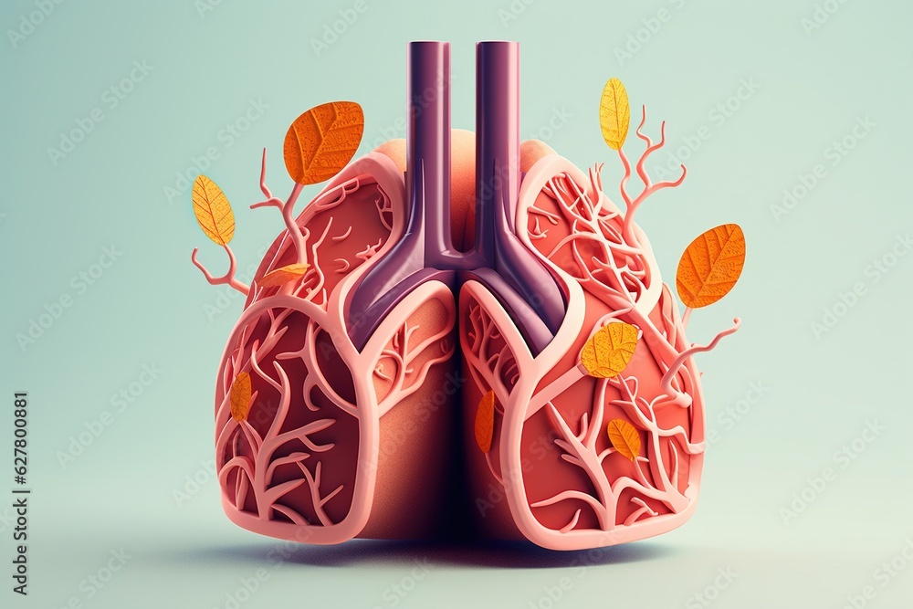 Lungs. Cute cartoon healthy human anatomy internal organ character set ...