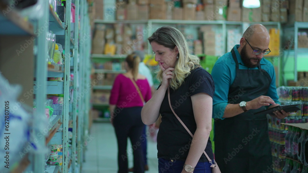 Consumer in Dilemma, Picking and Comparing Products at Store Shelf ...