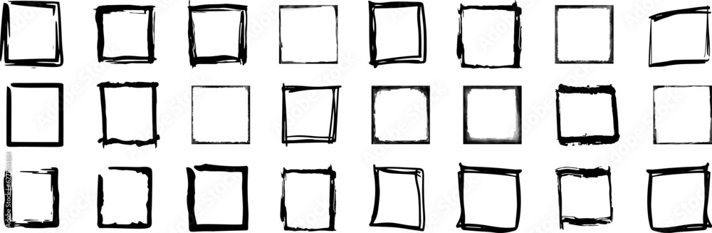 Hand drawn square frames in sketchy style. Doodle frames. Stock Vector ...