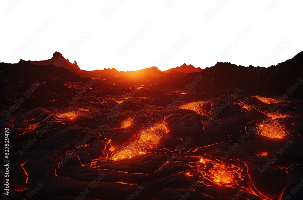 fire alien planet. transparent PNG. lava river. surface of the sun ...
