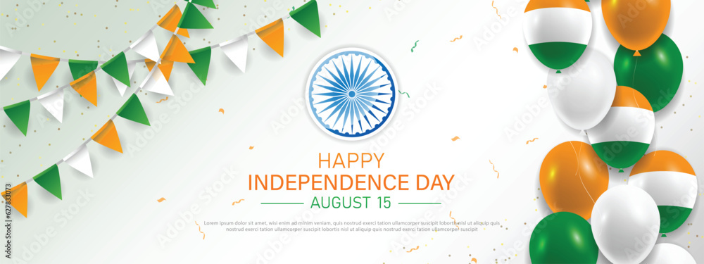 Póster 15 th August Indian Independence Day banner template design with ...