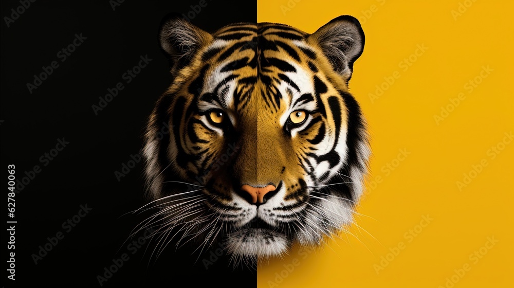 Photo international tiger day tiger face painting of tiger realistic ...