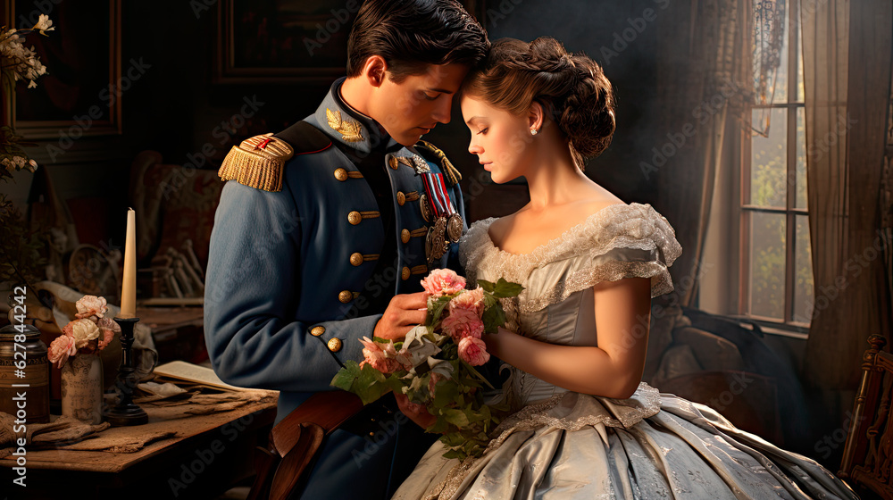 A Union Soldier and a pretty woman getting married during the American ...