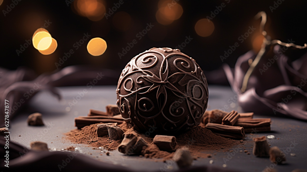 Gorgeous Chocolate Truffle Dessert with Intricate Frosting Design and ...