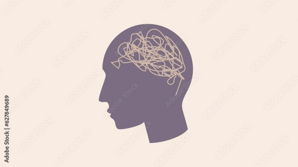 Busy Mind with Chaos Tangled Line in Brain Overthinking Mental Health ...
