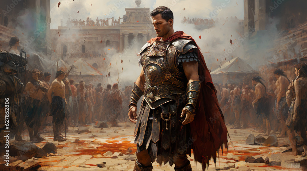 Historic epic Roman Legion military commander in battle Stock Photo ...