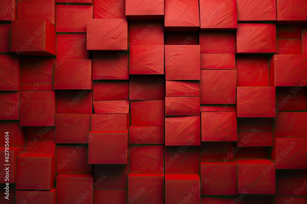 Abstract background of red cubes. 3d rendering, 3d illustration. 3D ...