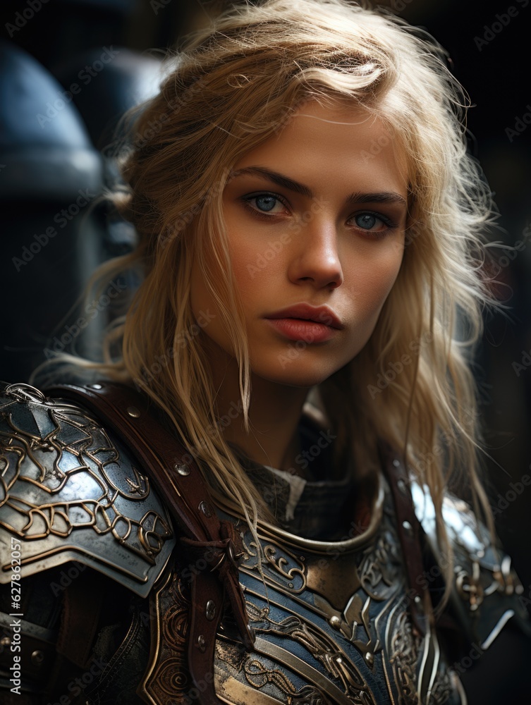 Portrait of a female Viking warrior, female medieval Scandinavian ...