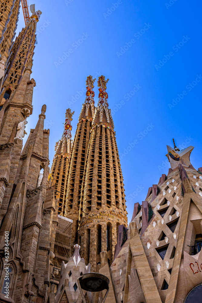 BARCELONA, SPAIN - JUL 23 2023: View of the Sagrada Familia, a large ...