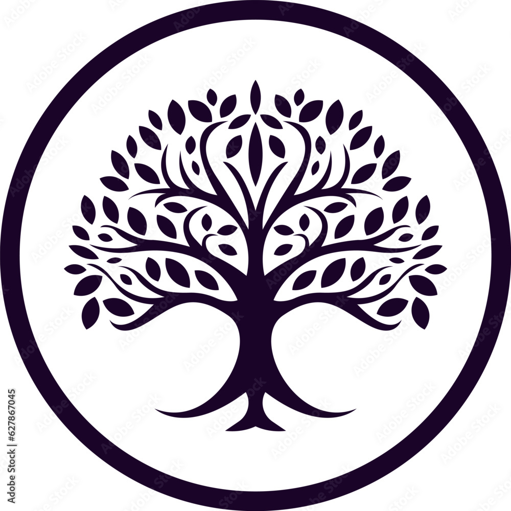 Tree logo design. Illustration of black and white tree for web design ...