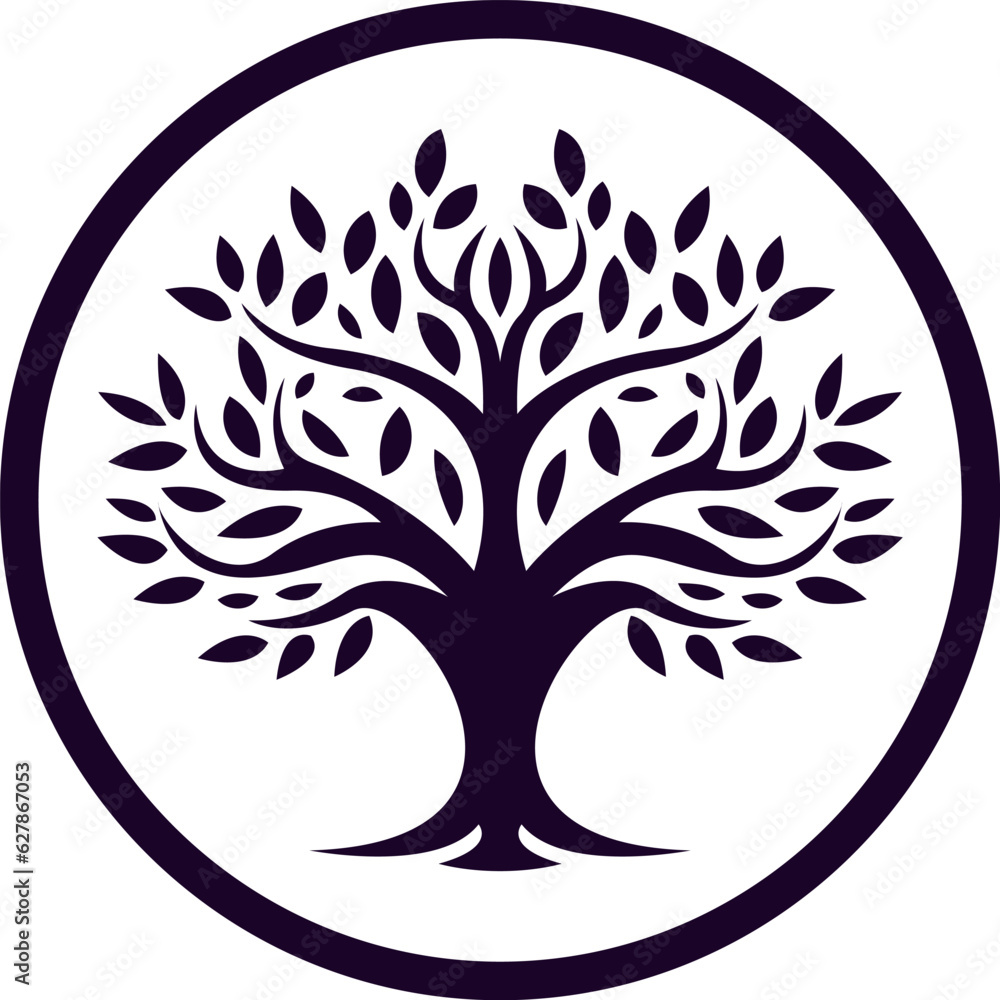 Tree logo design. Illustration of black and white tree for web design ...