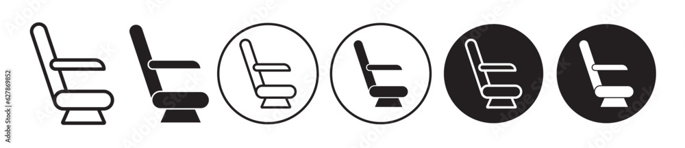 Vetor de Airplane seat icon set. economy class flight passenger seat ...