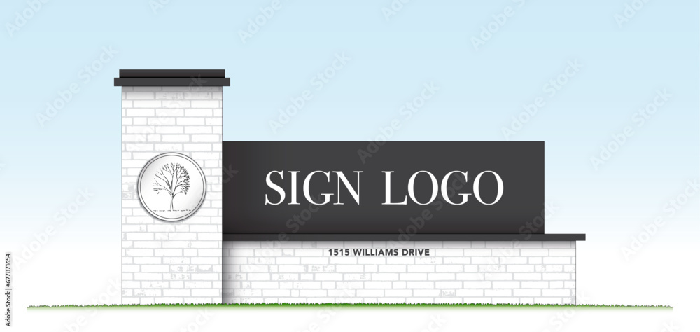 Brick architectural monument sign blank for mockup Stock Vector | Adobe ...
