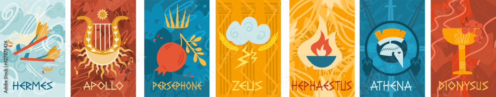 Poster A set of posters depicting the gods and goddesses of ancient ...
