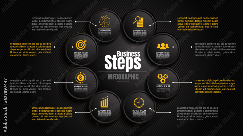 black infographic chart templates, background for presentations ...