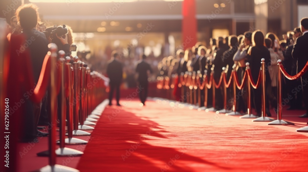a empty red carpet waiting for the arrival of the famous star ...