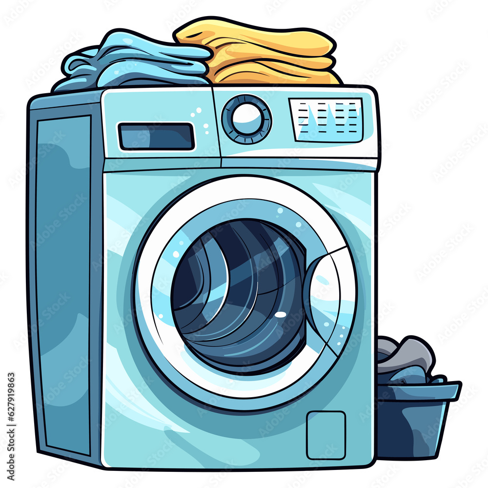 washing machine and laundry, laundry sticker Stock Illustration | Adobe ...
