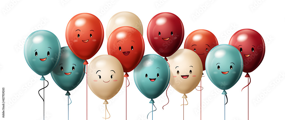 Colorful cartoon balloons, png isolated on transparent background ...