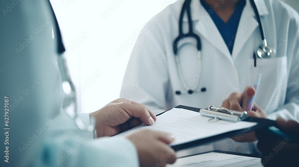 In the hospital room, the doctor and nurse can be seen carefully ...