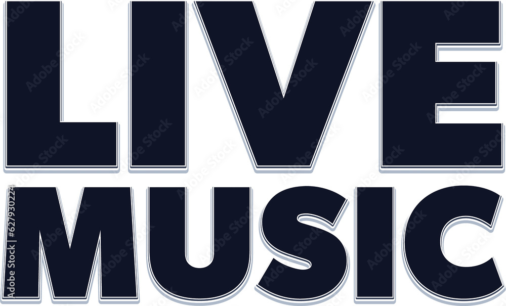 Digital png illustration of live music text on transparent background ...