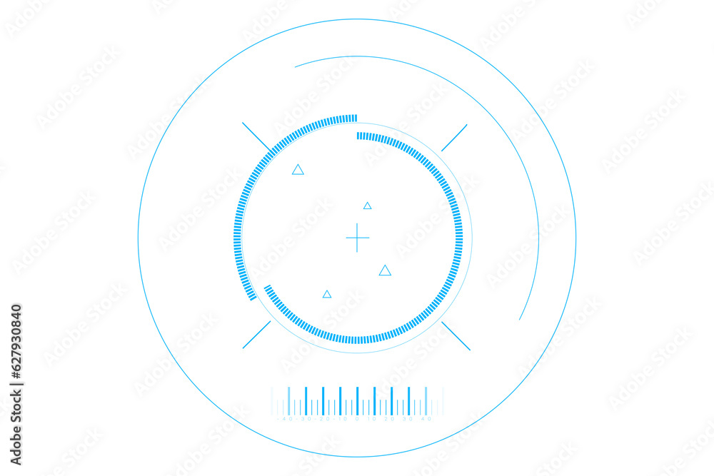 Digital png illustration of blue scope scanning with shapes on ...