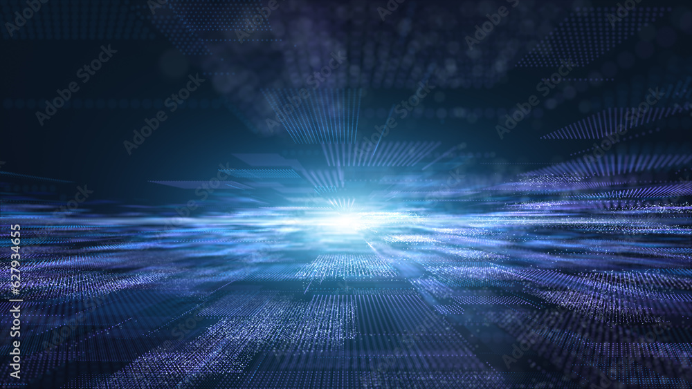 Immersive cyber space with captivating motion abstract matrix particles ...