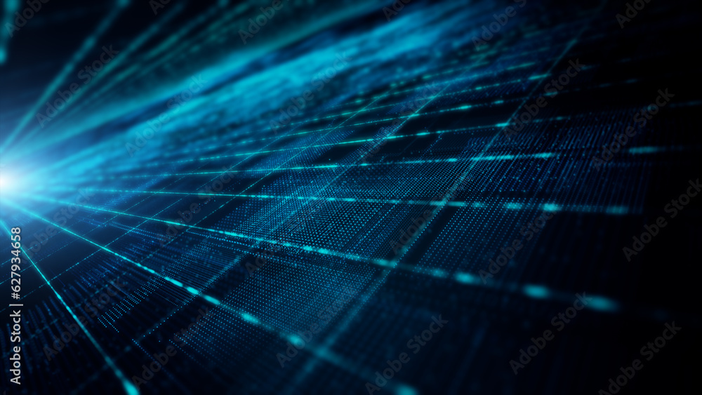 Immersive cyber space with captivating motion abstract matrix particles ...