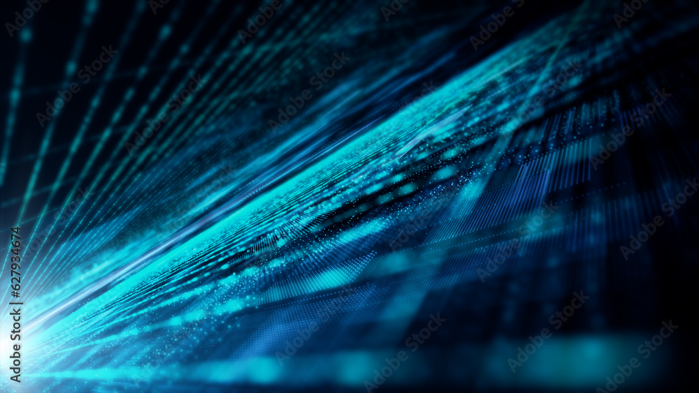 Immersive cyber space with captivating motion abstract matrix particles ...