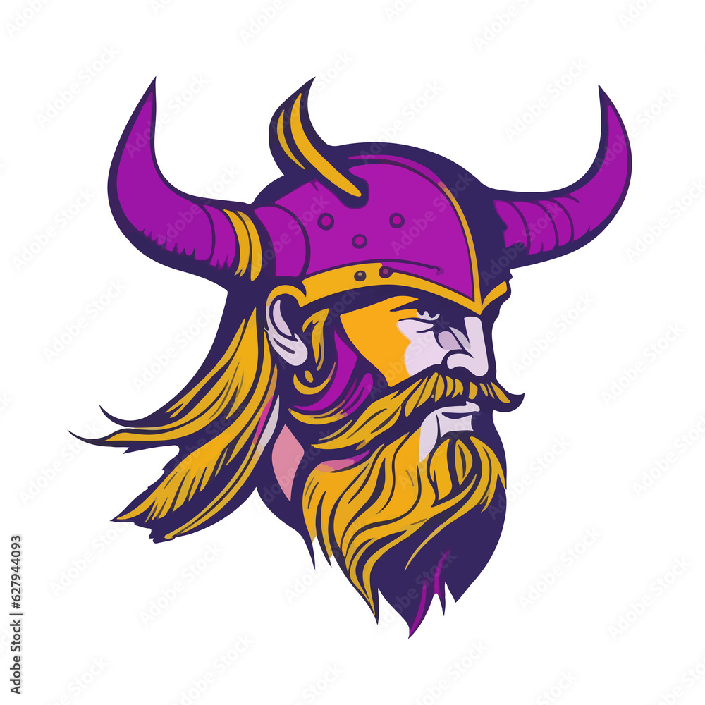 Isolatedof a viking warrior head, capturing the strong and rugged face ...