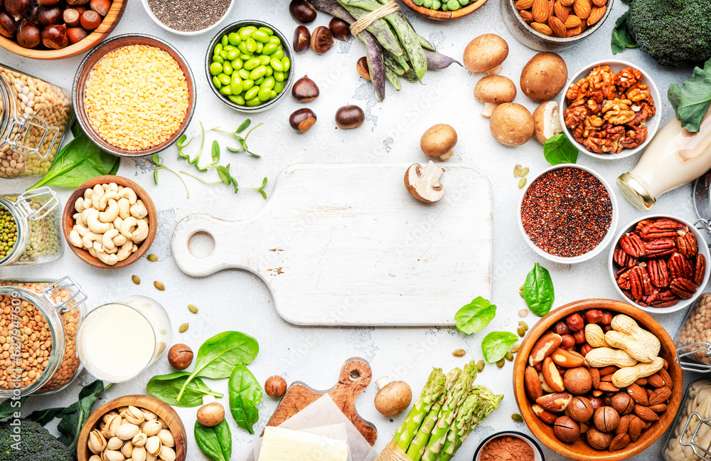 Vegan protein. Plant based vegetarian food sources. Healthy eating ...