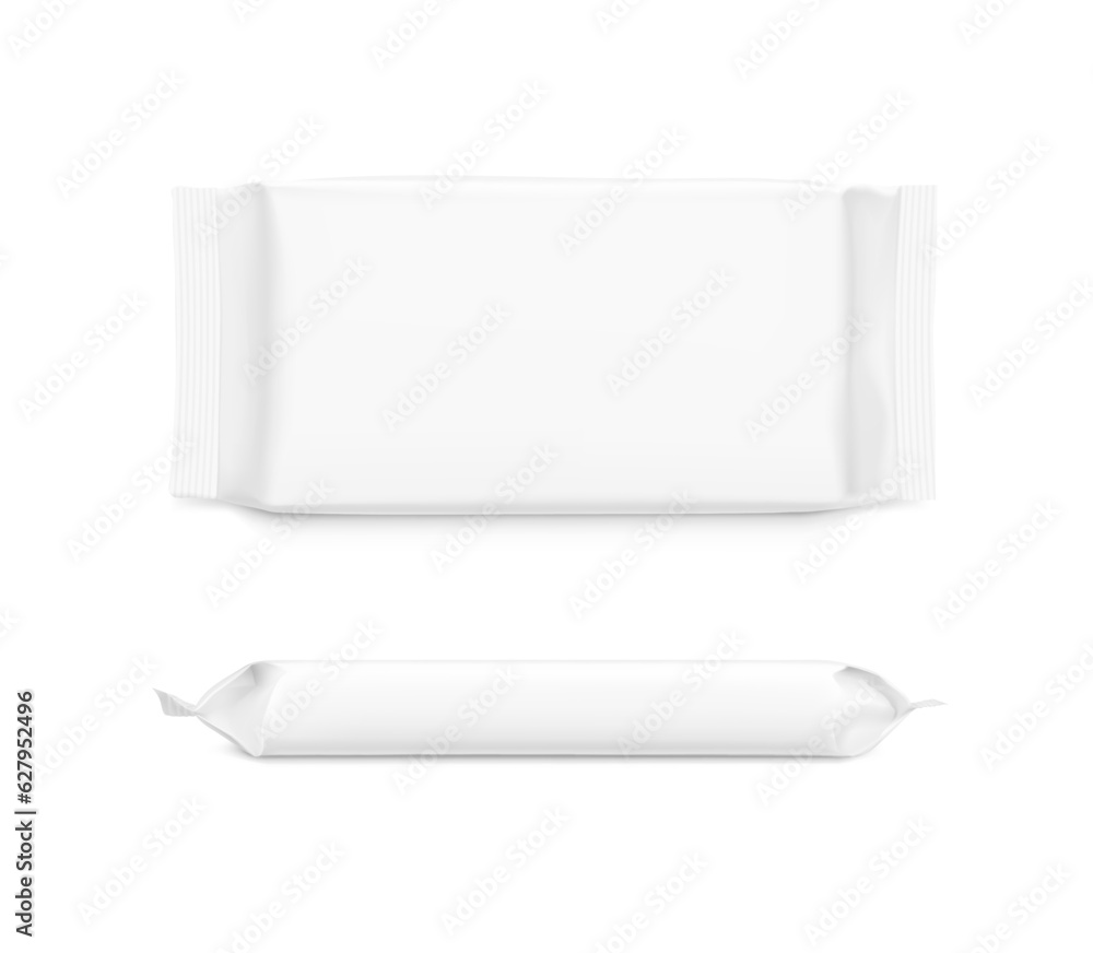 Blank flow package bag mockup. Vector illustration can look great on ...