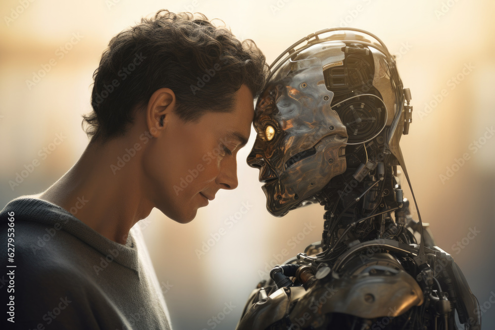 Person and Robot Working Together AI Cooperation Generative AI Stock ...